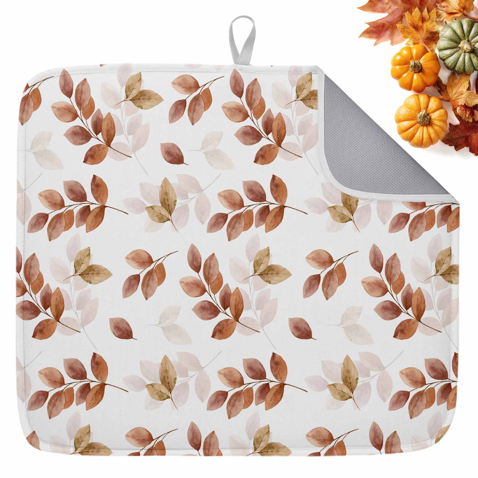Fall Dish Drying Mat for Kitchen Counter Eucalyptus Leaves Drying Pad ...