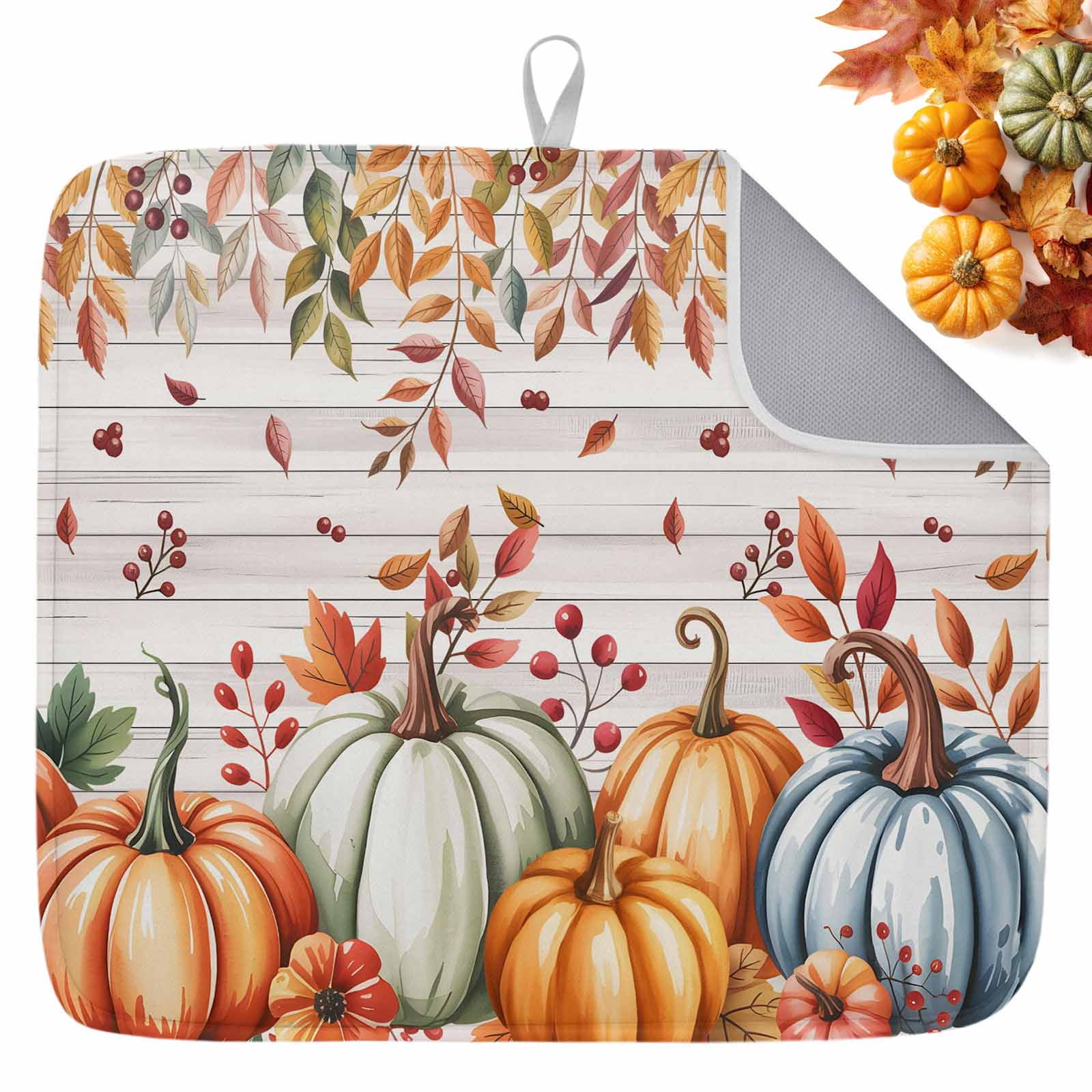 Fall Dish Drying Mat for Kitchen Counter Harvest Pumpkin Drying Pad ...