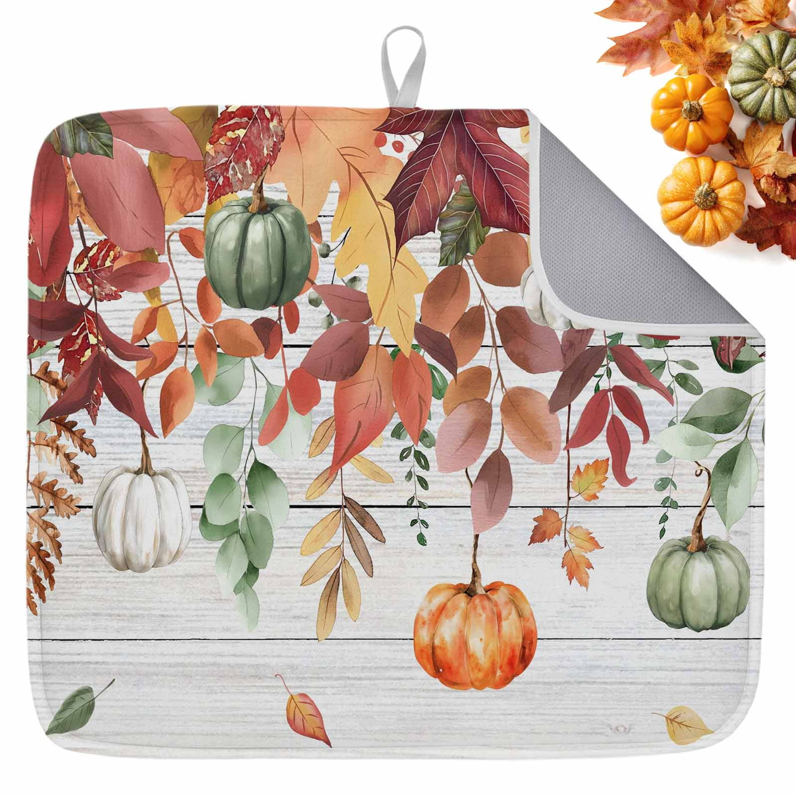 Fall Dish Drying Mat for Kitchen Counter Harvest Pumpkin Drying Pad ...