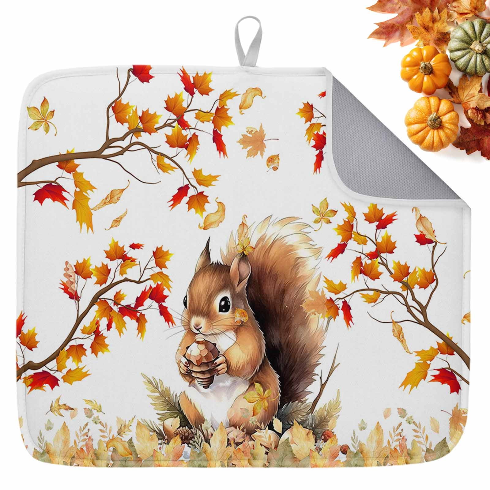 Fall Dish Drying Mat for Kitchen Counter Maple Leaf Tree Drying Pad ...