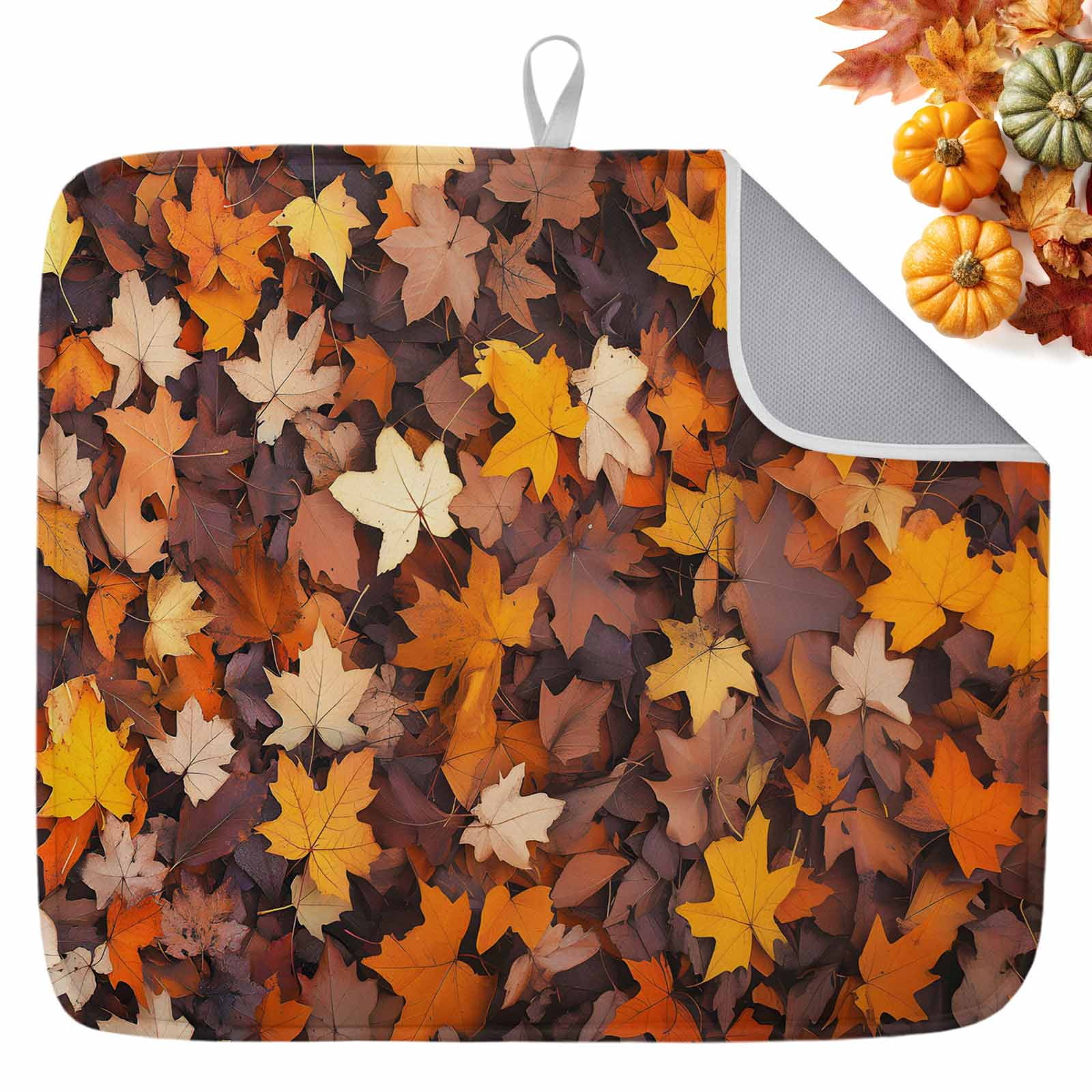 Fall Dish Drying Mat for Kitchen Counter Orange Fallen Leaves Drying ...
