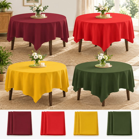 Fall Disposable Plastic Tablecloths 84 Inches Thanksgiving Round Table ...