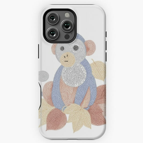 Fall Doodle Monkey Artwork iPhone Case 17 16 15 14 13 12 11 Pro Max ...