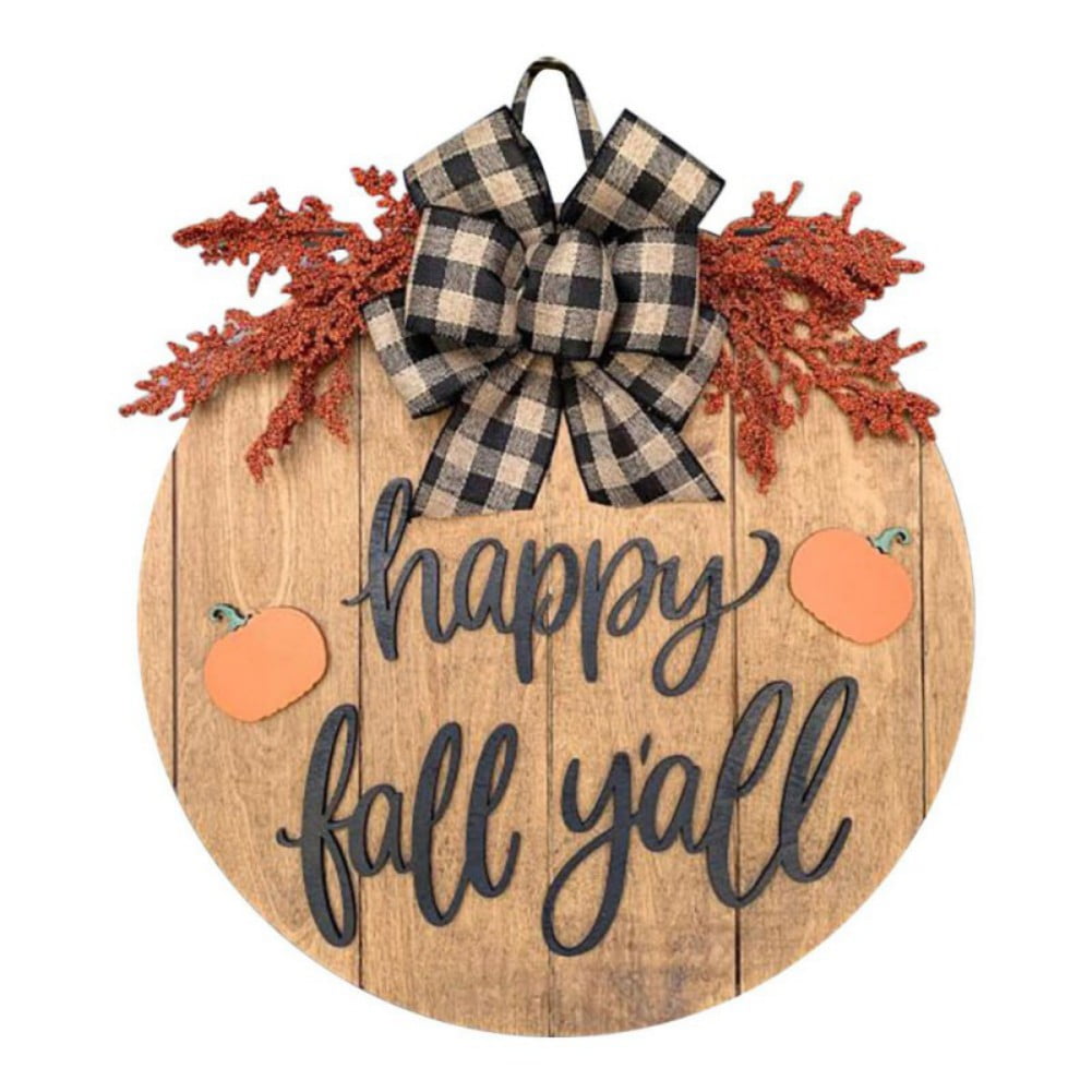 Fall Door Hanger Autumn Pumpkin Welcome Sign, 12 inches Rustic Pumpkins ...