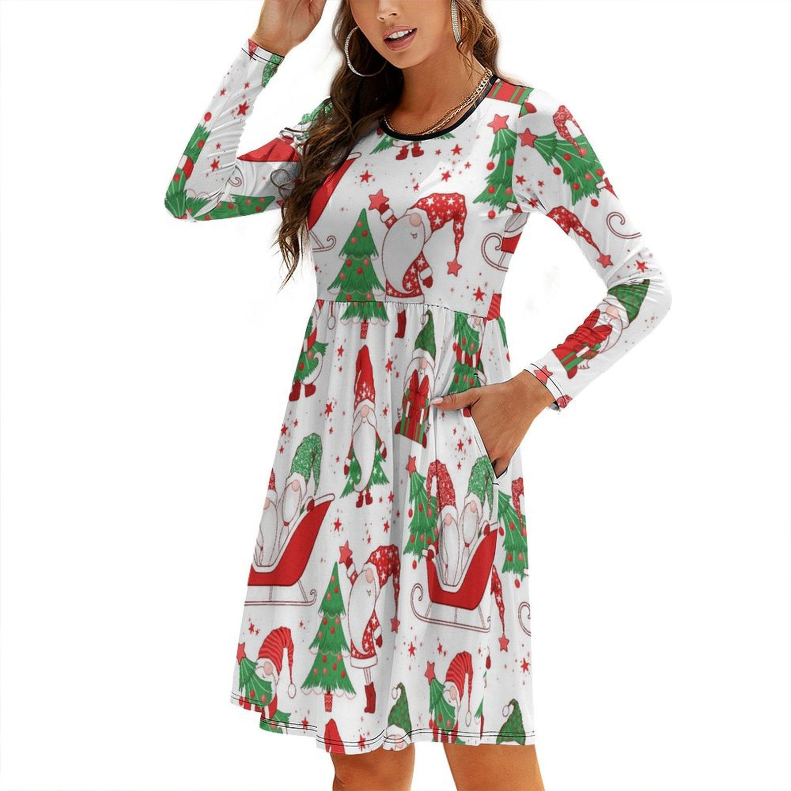Fall Dresses for Women 2024, Gnomes Merry Christmas Womens Fall Dresses ...