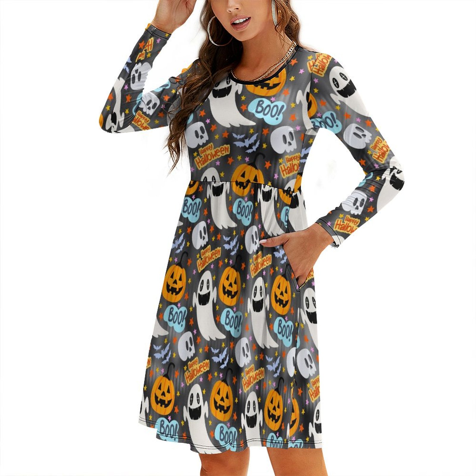 Fall Dresses for Women 2024, Happy Halloween Spooky Pumpkin Womens Fall ...