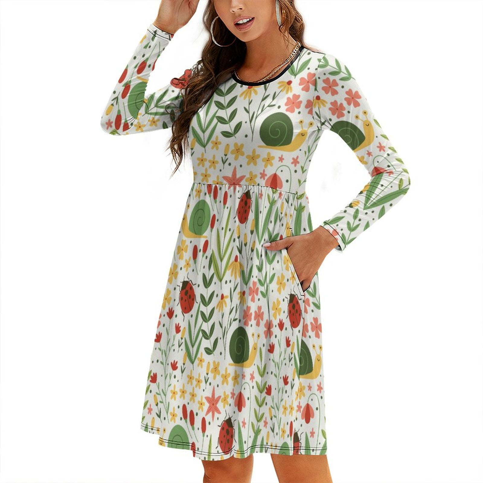 Fall Dresses for Women 2024, Ladybug And Wild Flowers Womens Fall ...
