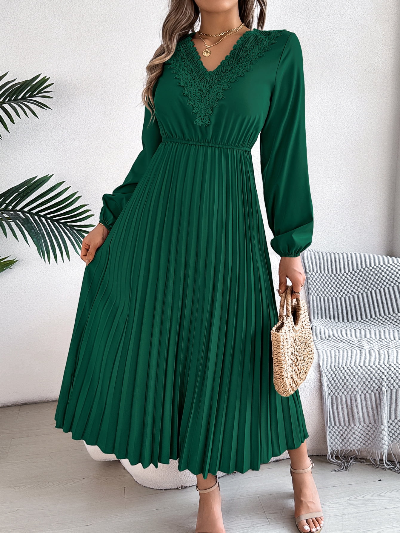 Fall Dresses for Women Women's Elegant Wrap V Neck Lantern Sleeve ...