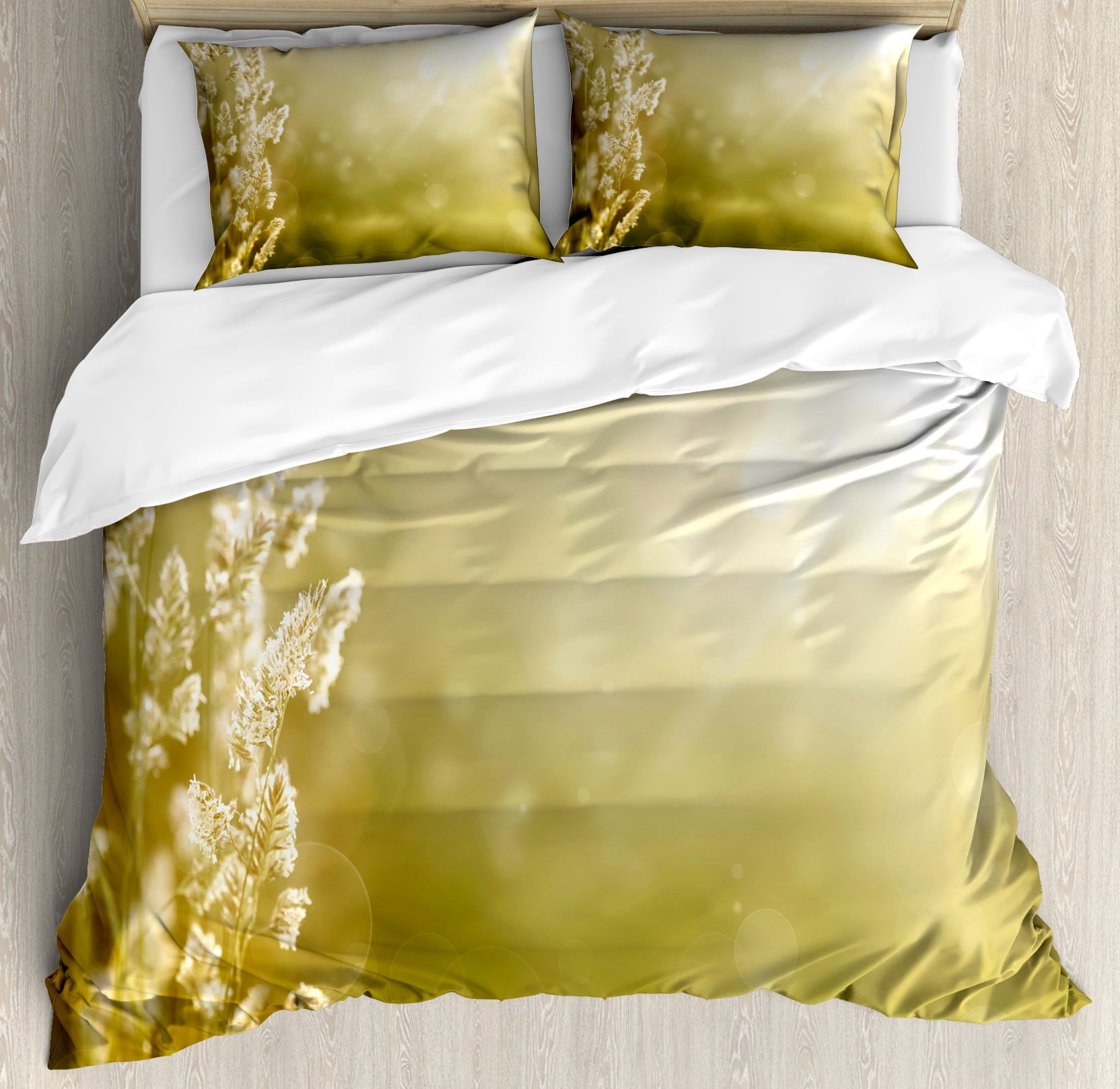 Fall Duvet Cover Set, Sunrise on Autumn Meadow Grass Field Nature ...
