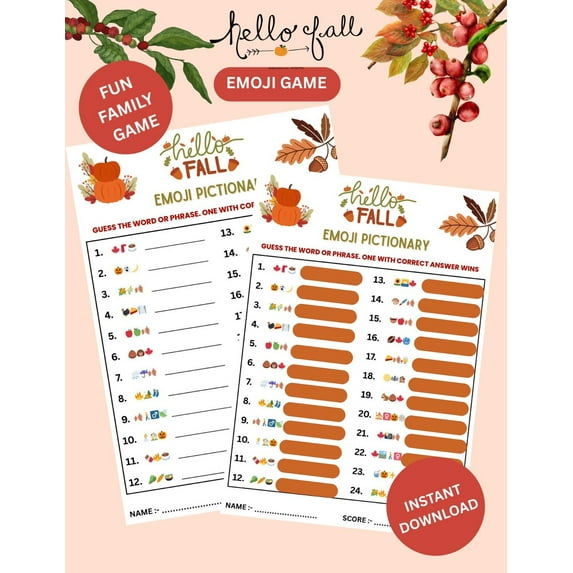 Fall Emoji Game Printable, Thanksgiving Party Game, Friendsgiving ...