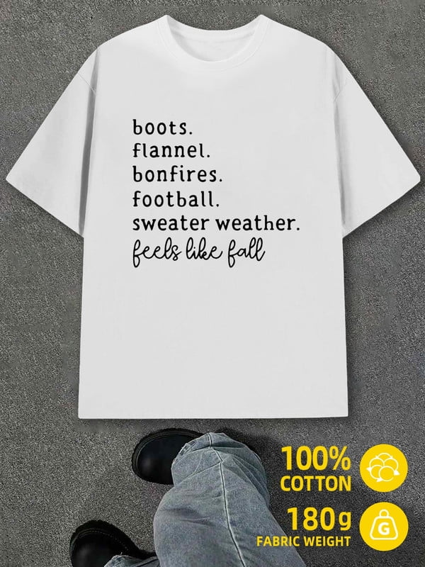 Fall Essentials Tee men's white 180G 100% Cotton Everyday wear,perfect ...