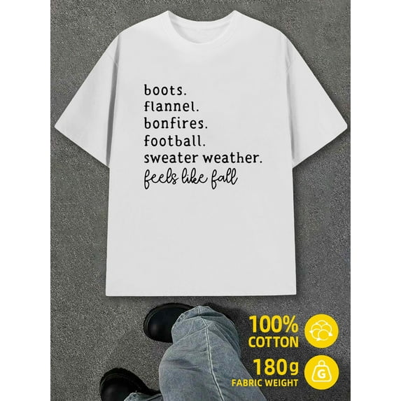 Fall Essentials Tee men's white 180G 100% Cotton Everyday wear,perfect ...