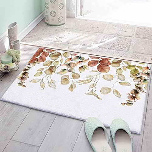 Fall Eucalyptus Leaves Plush Rug Non Slip Bath Mat, Autumn Harvest ...