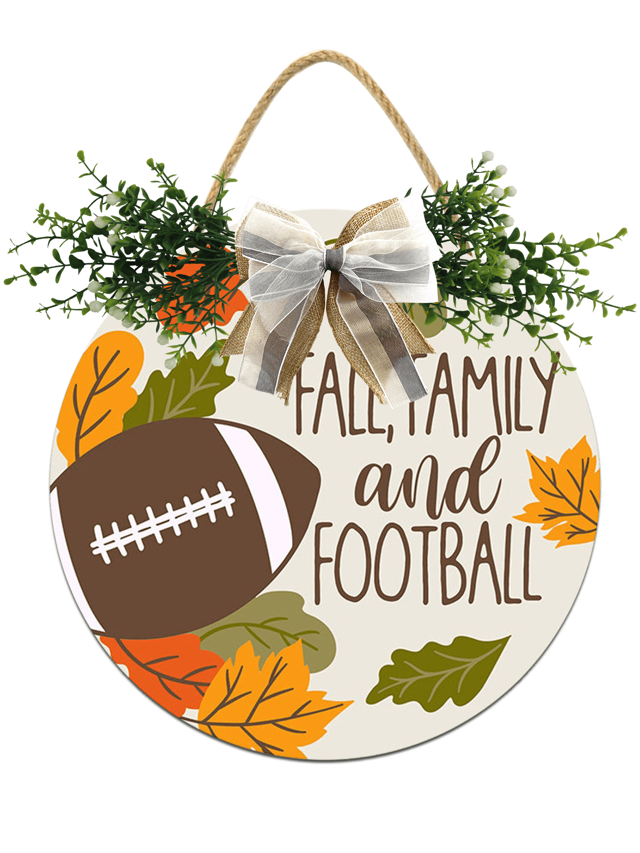 Fall Family And Football Front Door Sign Funny Wreaths Hanging Wooden ...