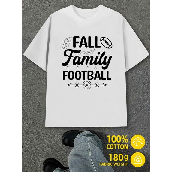 Fall Family Football men's white 180G 100% Cotton Cool shirts,Funny ...