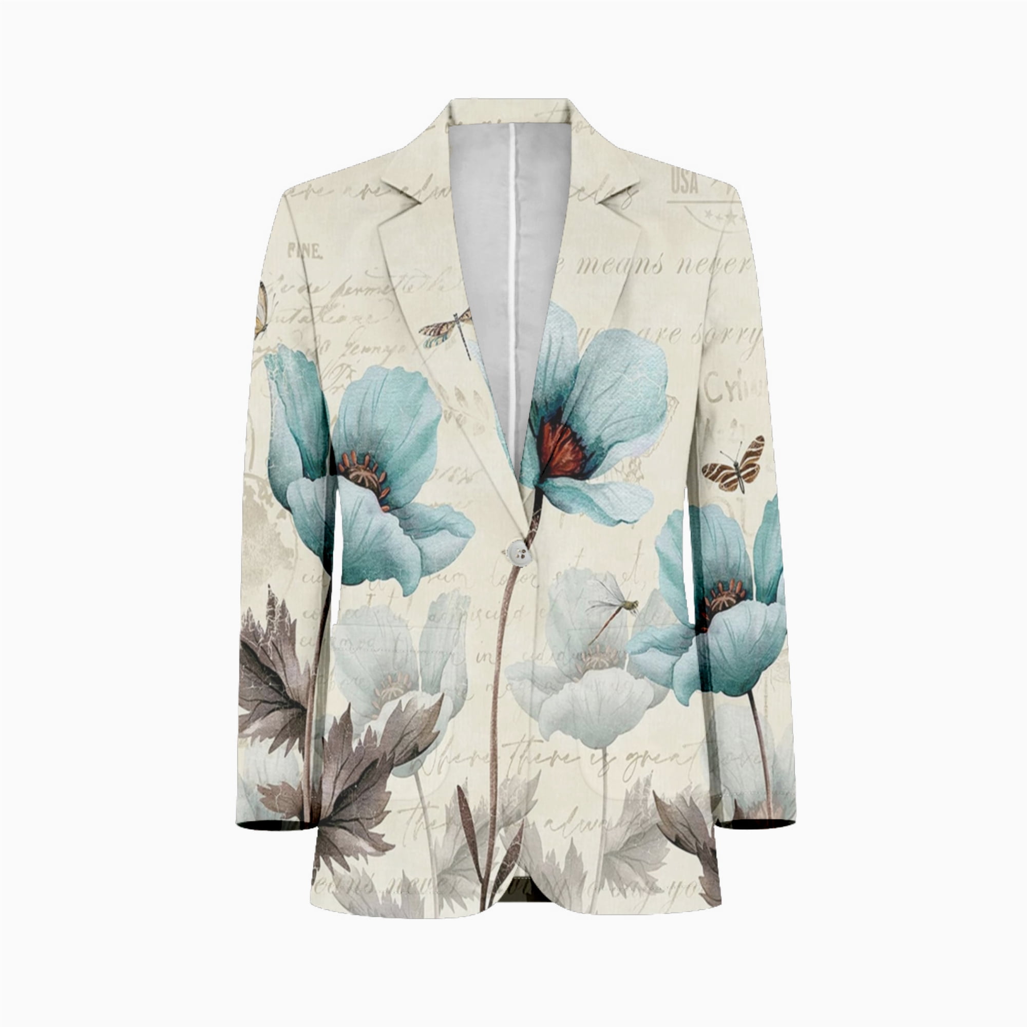 Fall Farm Teal Flower Oil Painting Art Mens Suits Shawl Collar Slim Fit ...