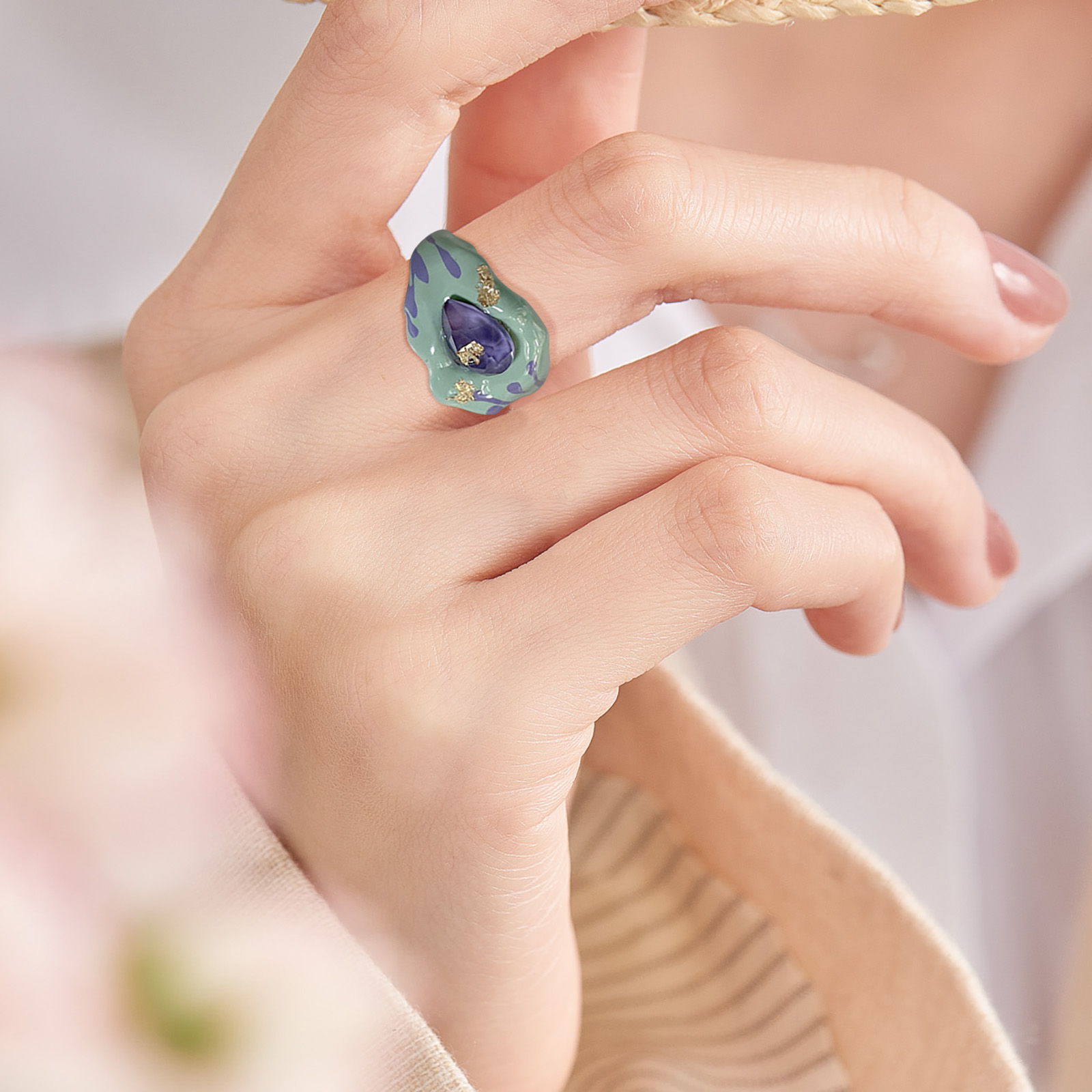 Fall Fashion 2024 Colorful Oil Dripping Enamel High Sense Ring Female Minority Design Sense ...