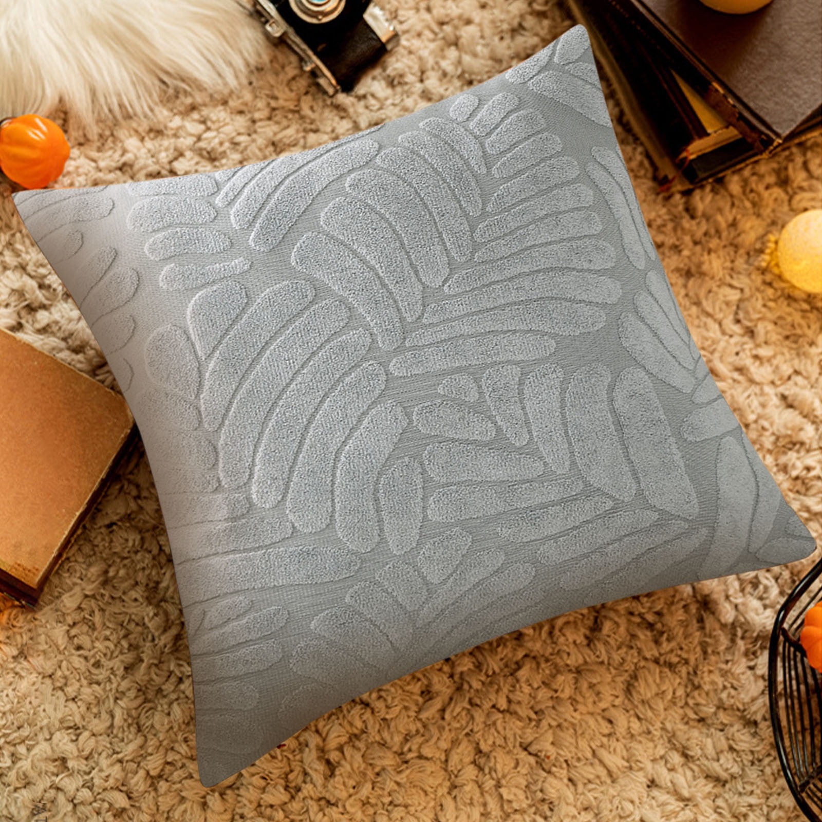 Fall Faux Fur Decorative Throw Pillow Covers, Soft Plush Cushion Covers ...
