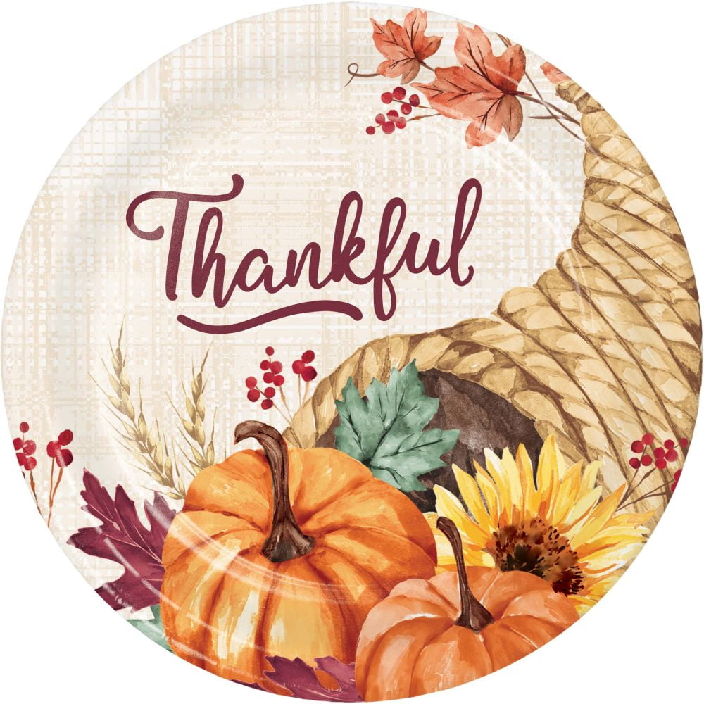 Fall Feast Thankful 7-inch Paper Plates 8 Per Pack - Walmart.com