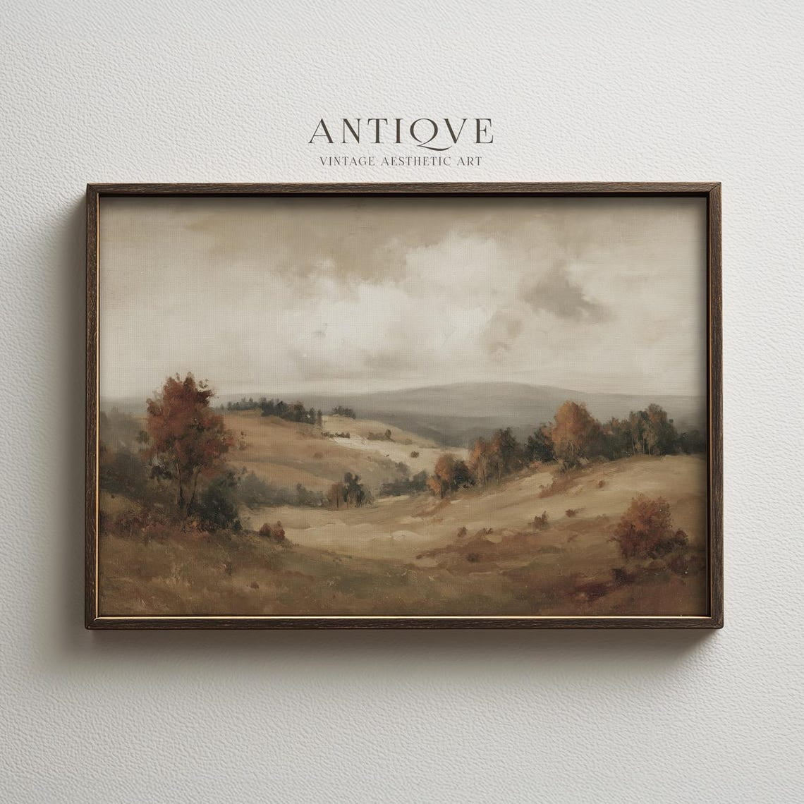 Fall Fields And Hills Landscape, Rustic Countryside Wall Art, Neutral ...