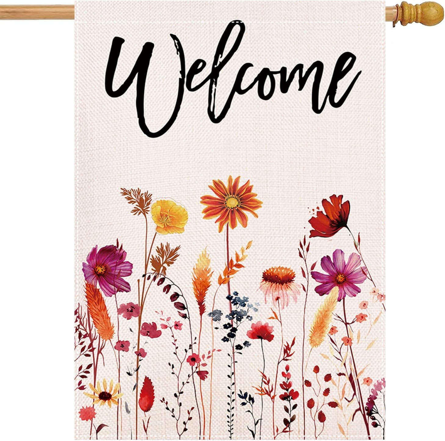 Fall Flags 28 X 40 Double Sided Wild Flowers Floral Decorative House ...