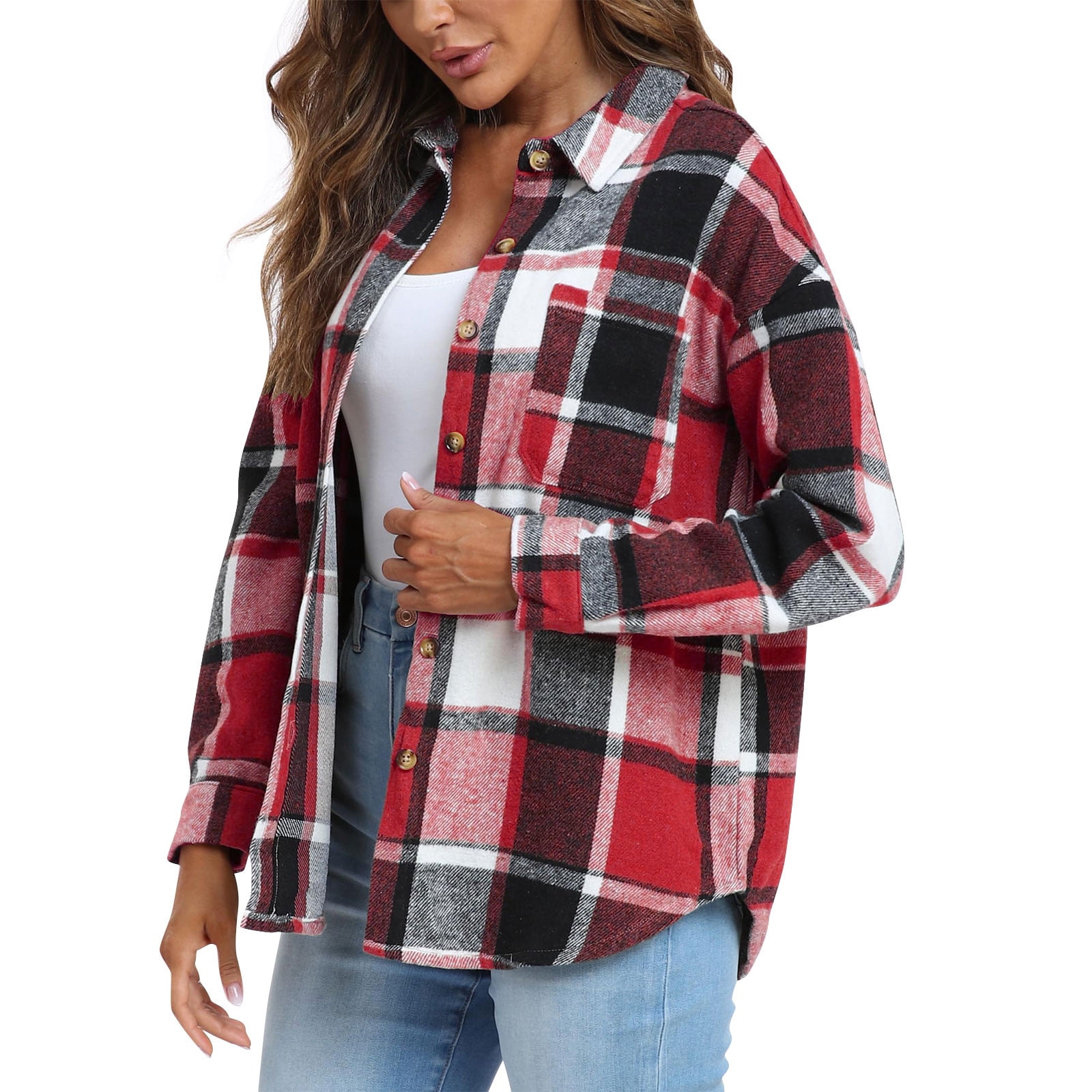 Fall Flannel Shirts for Women - Women's Plaid Shirt, Ladies Long Sleeve ...