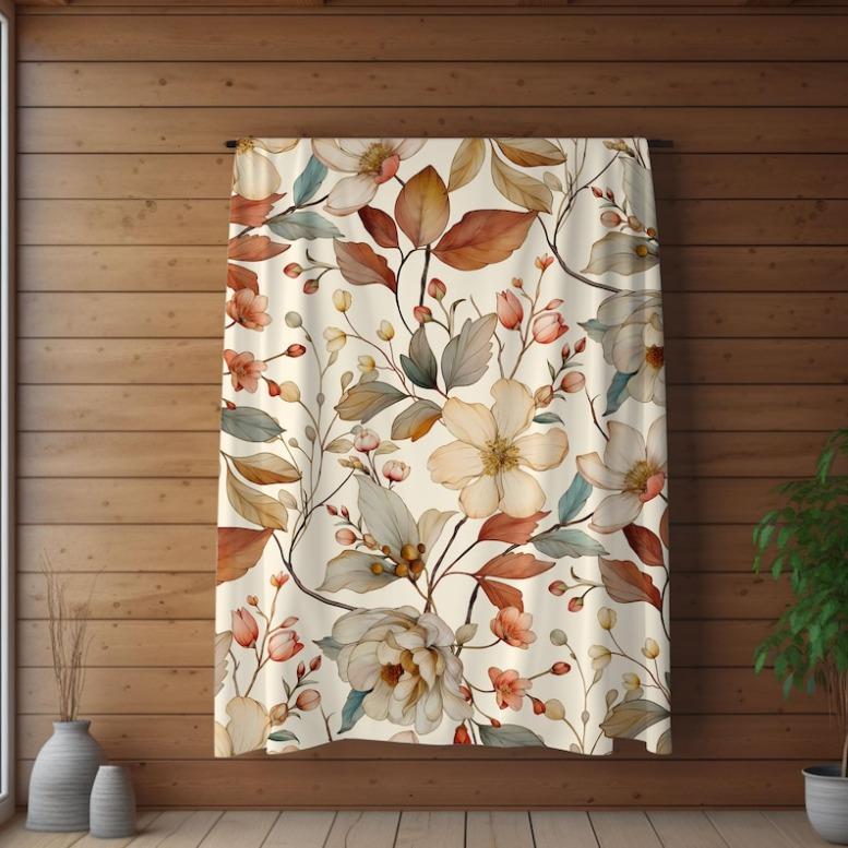 Fall Floral Autumn Blanket Throw, Fall Wall Art & Cabin Decor, Cozy ...