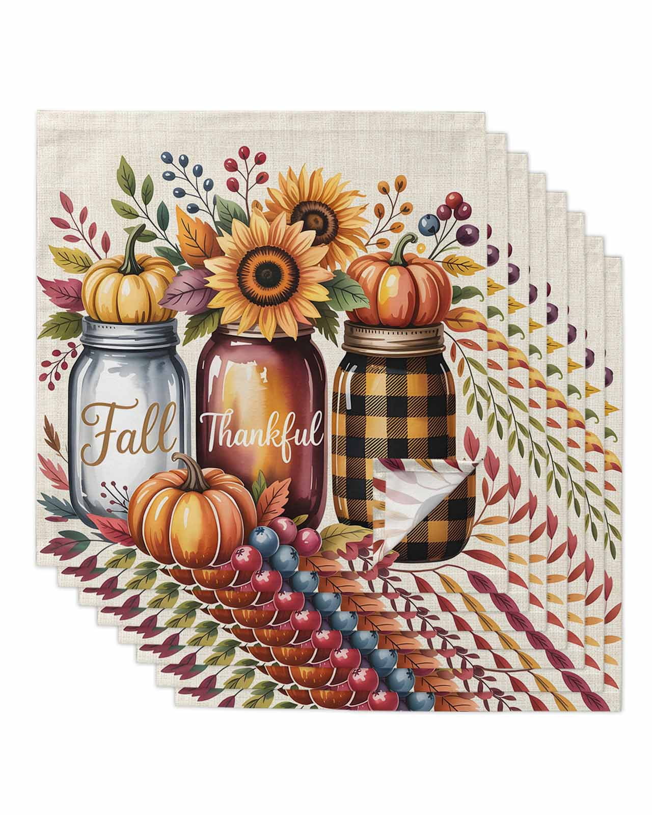 Fall Floral Cloth Napkins Set of 8 Reusable Dinner Napkins ...