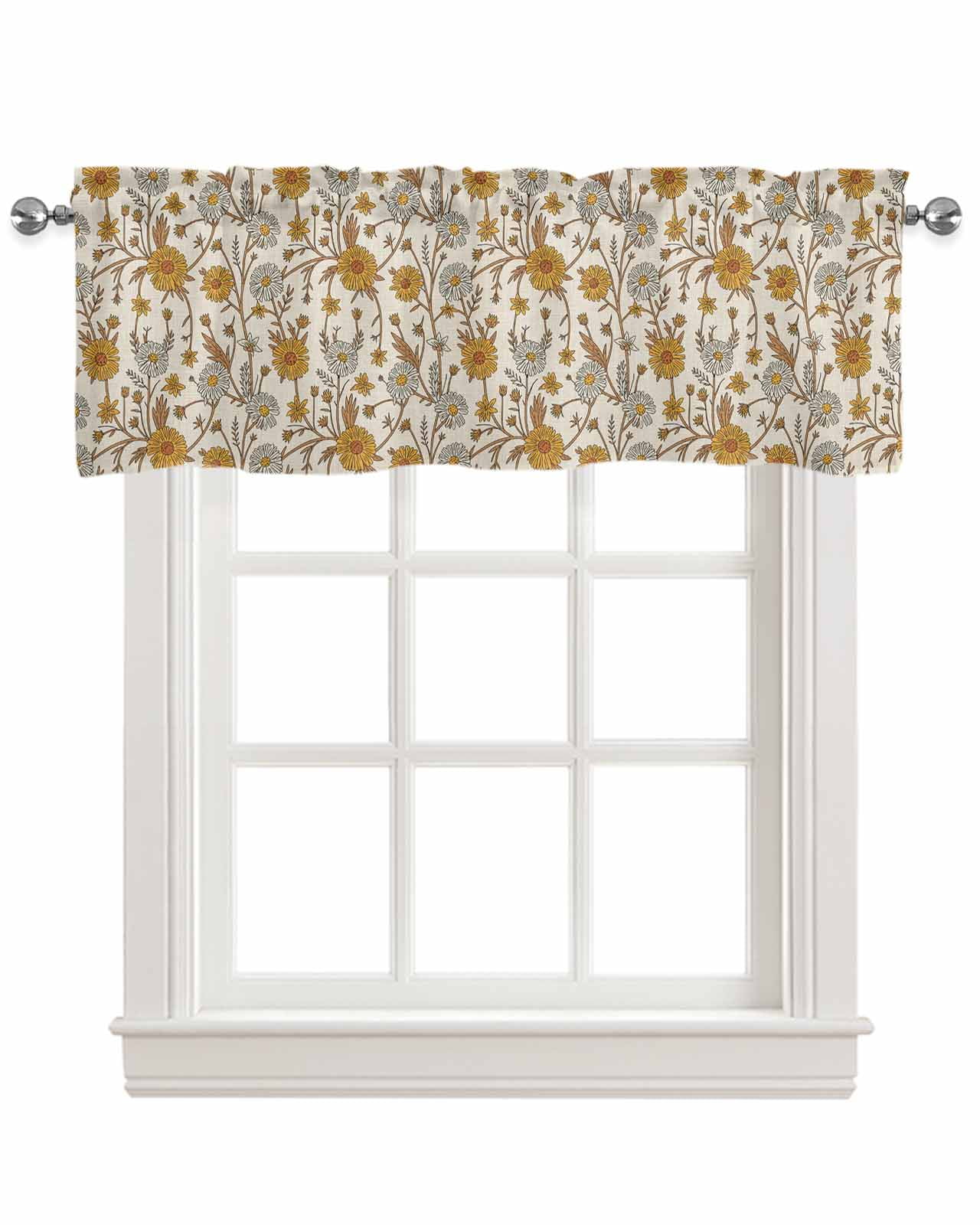 Fall Floral Kitchen Valances for Windows Farmhouse Linen Window Valance ...