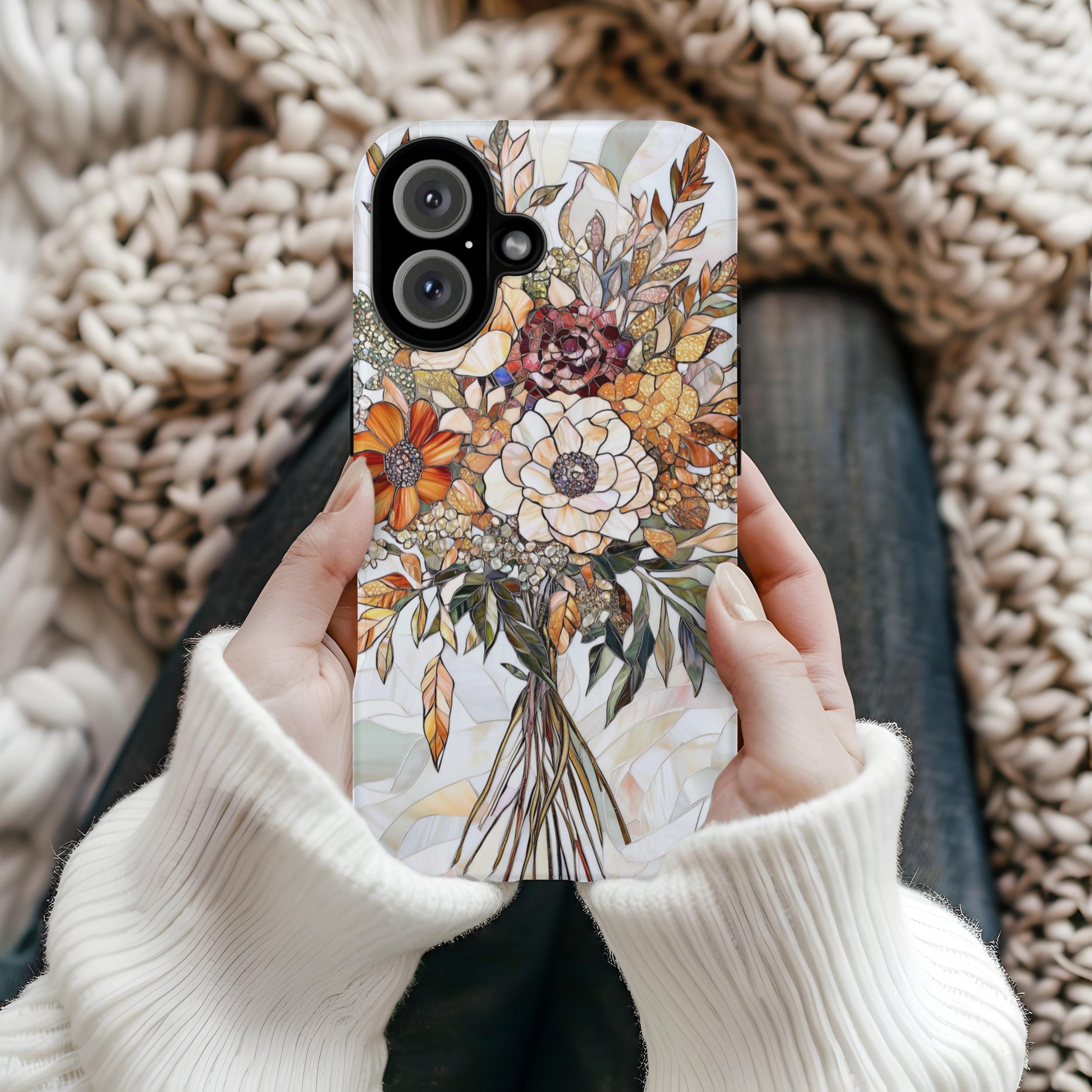 Fall Floral Phone Case Autumn Bouquet Mosaic iPhone 17 16 15 14 13 12 ...