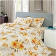 Fall Floral Sheet Set Full Size, 4 Piece Yellow Printed Microfiber ...