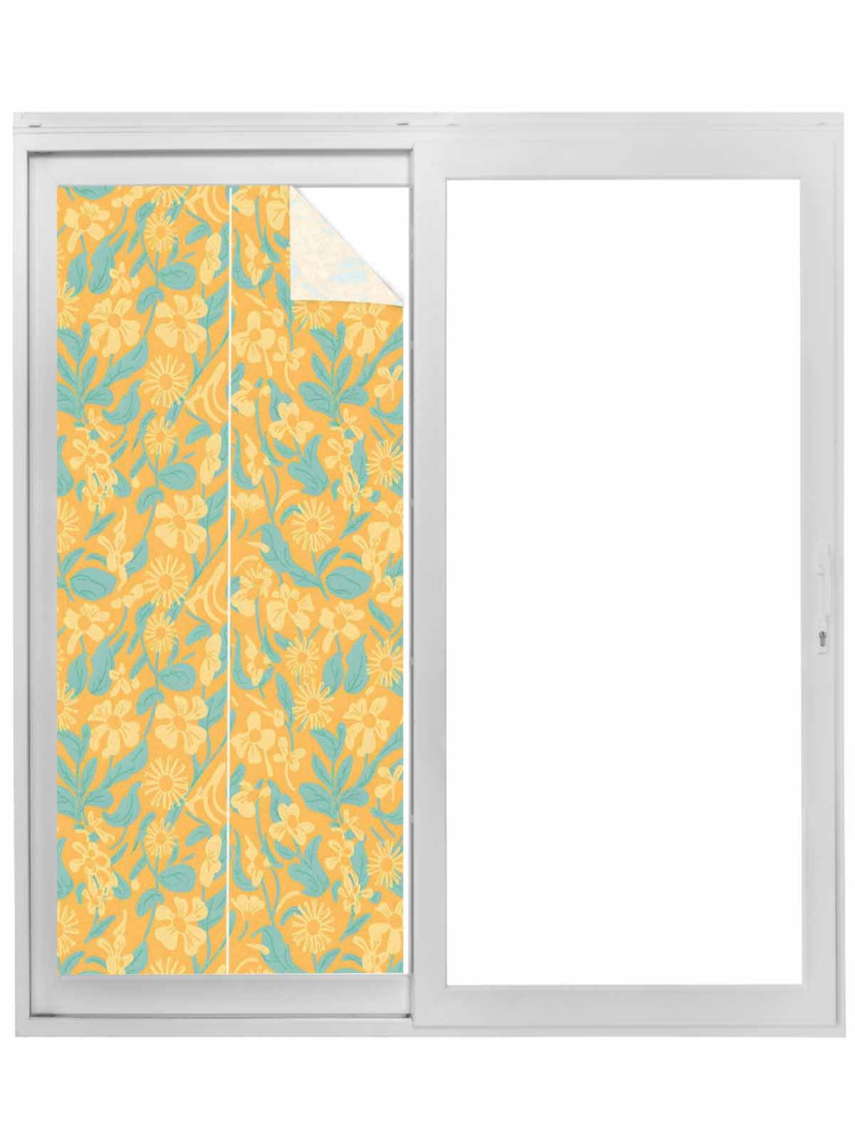 Fall Floral Window Privacy Film Stained Glass Window Film Decorative ...