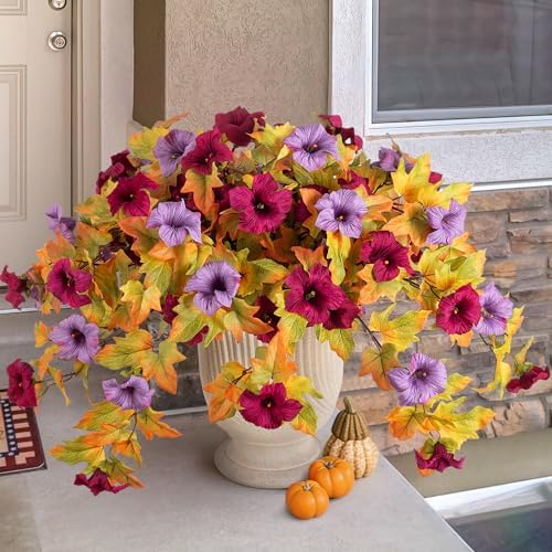 Fall Flowers Artificial for Decoration Fake Petunias Plants for Outdoor ...