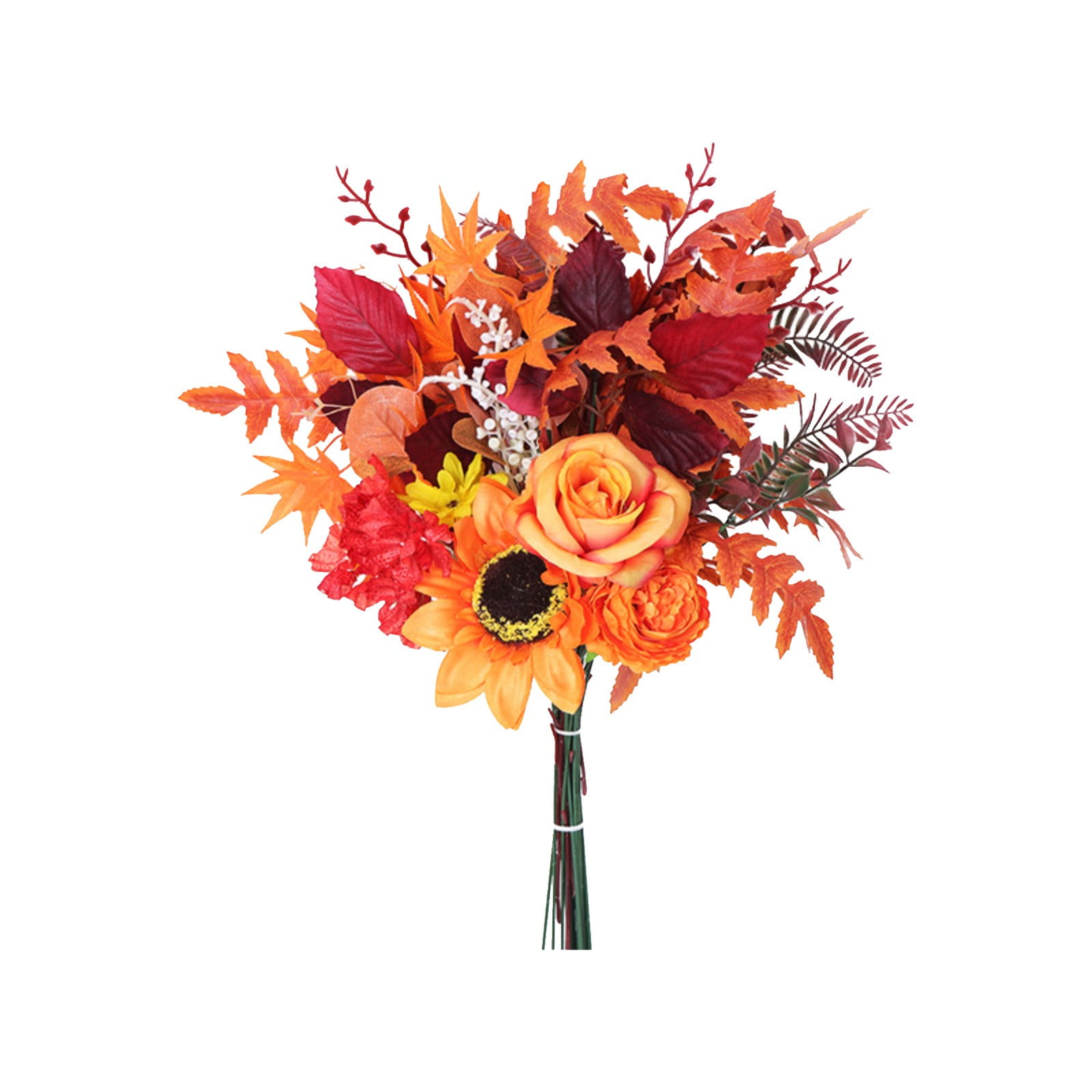 Fall Flowers Artificial Sunflowers Bouquet with Mums Maple Leaves,Large ...