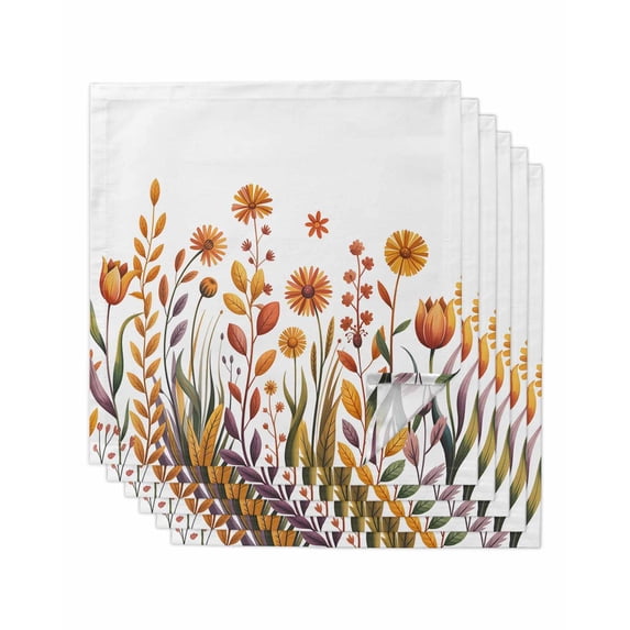 Fall Flowers Cloth Napkins Set of 6 Reusable Dinner Napkins, Farmhouse ...