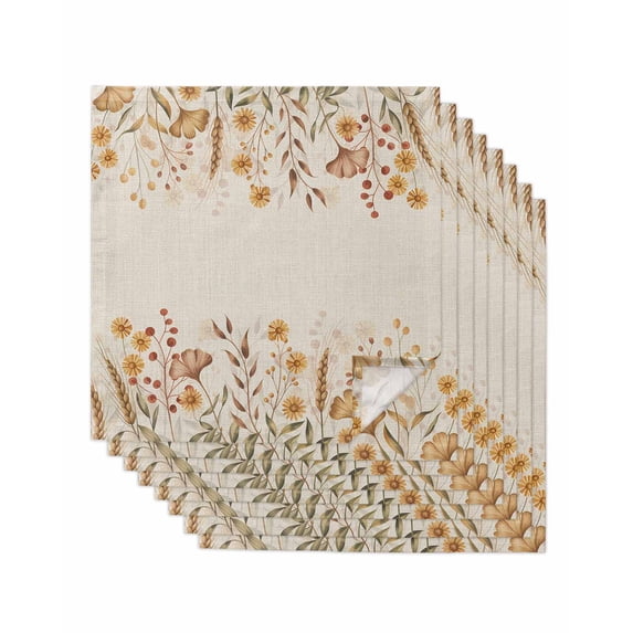 Fall Flowers Cloth Napkins Set of 8 Reusable Dinner Napkins, Retro ...