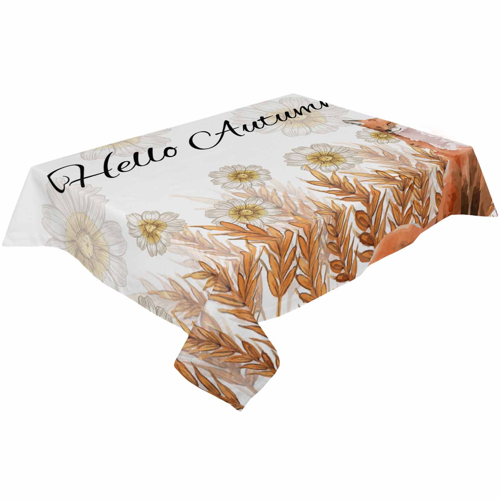 Fall Flowers Fox Rectangle Tablecloths 60x162,Thanksgiving Autumn ...