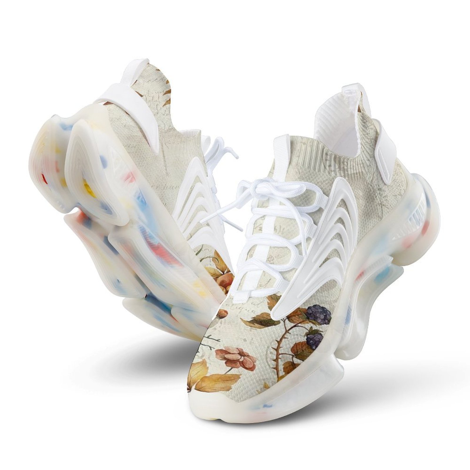 Fall Flowers Leaves Butterfly Dragonfly Oil Painting Walking Shoes for ...