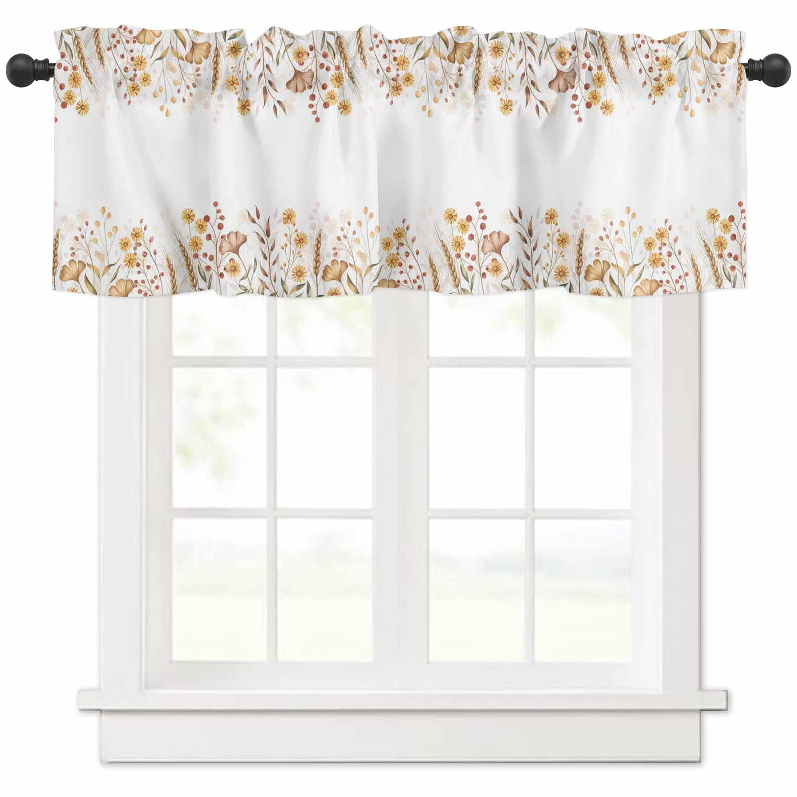 Fall Flowers Valances for Windows Farmhouse Kitchen Curtains Valances ...