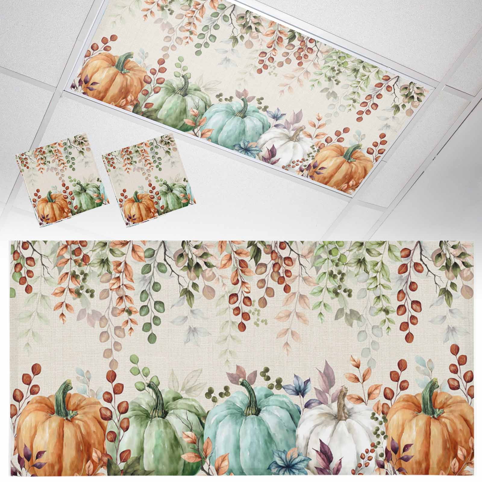 Fall Fluorescent Light Covers for Ceiling Lights Autumn Eucalyptus Leaf ...