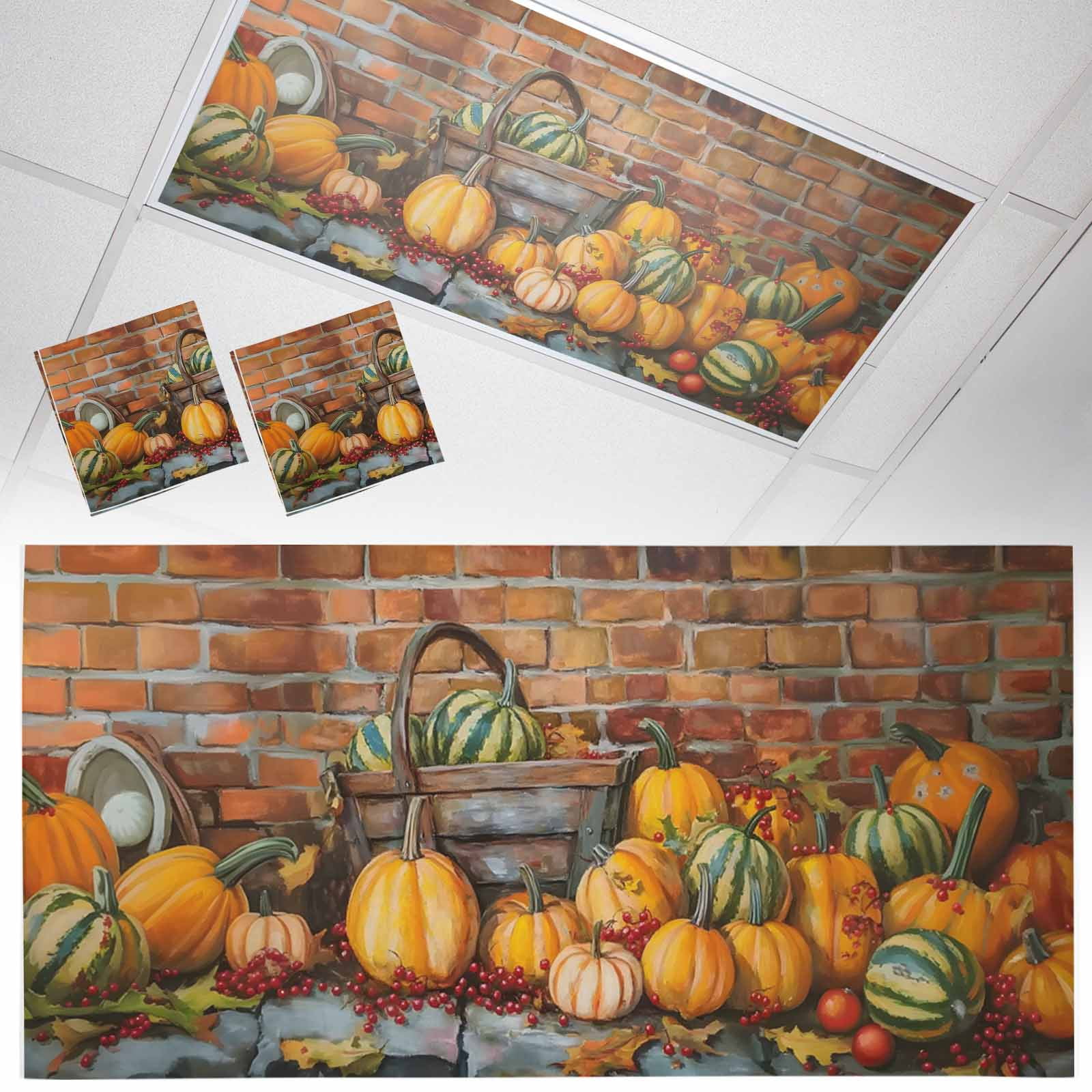 Fall Fluorescent Light Covers for Ceiling Lights Autumn Harvest Pumpkin ...