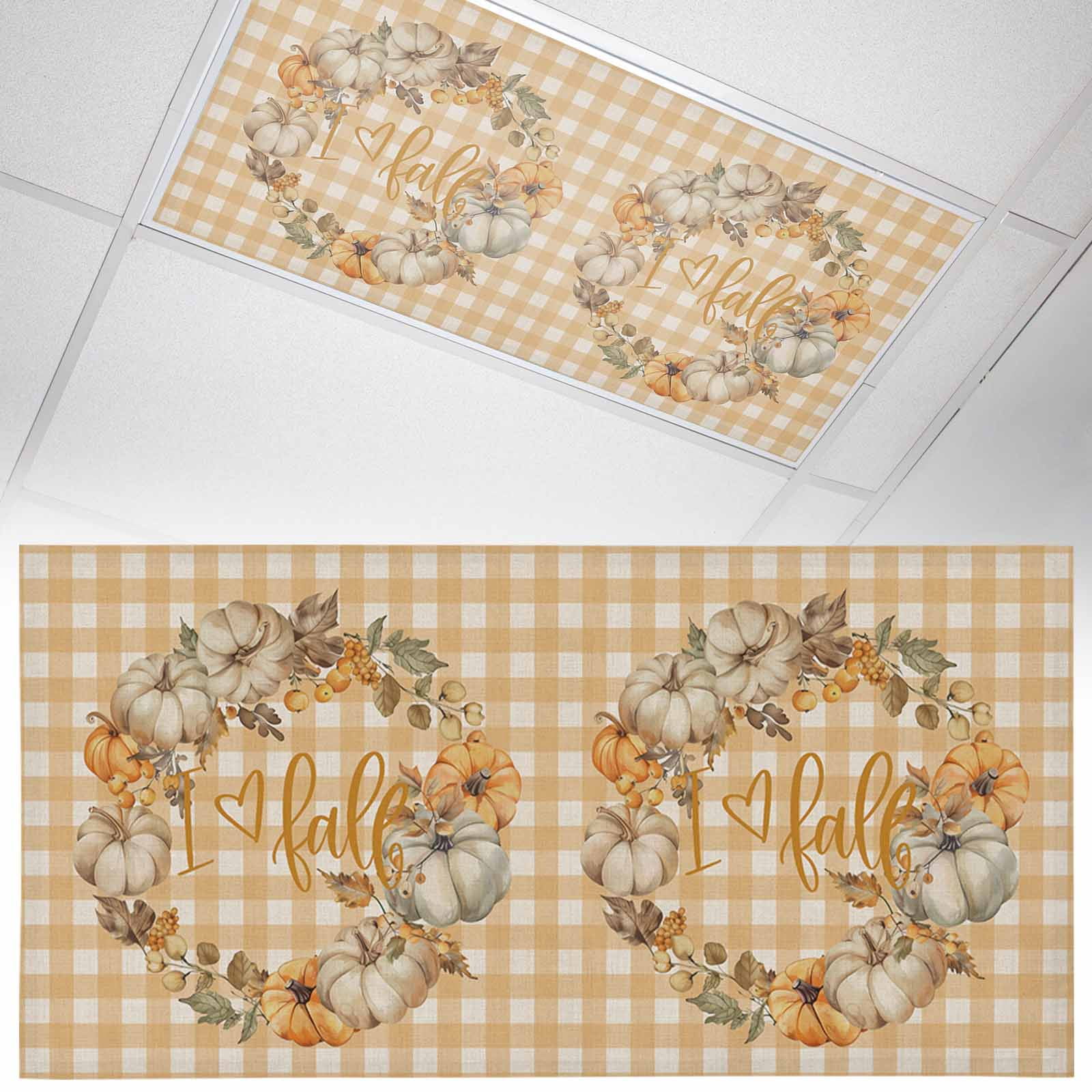 Fall Fluorescent Light Covers for Ceiling Lights Berry Pumpkin Leaf ...