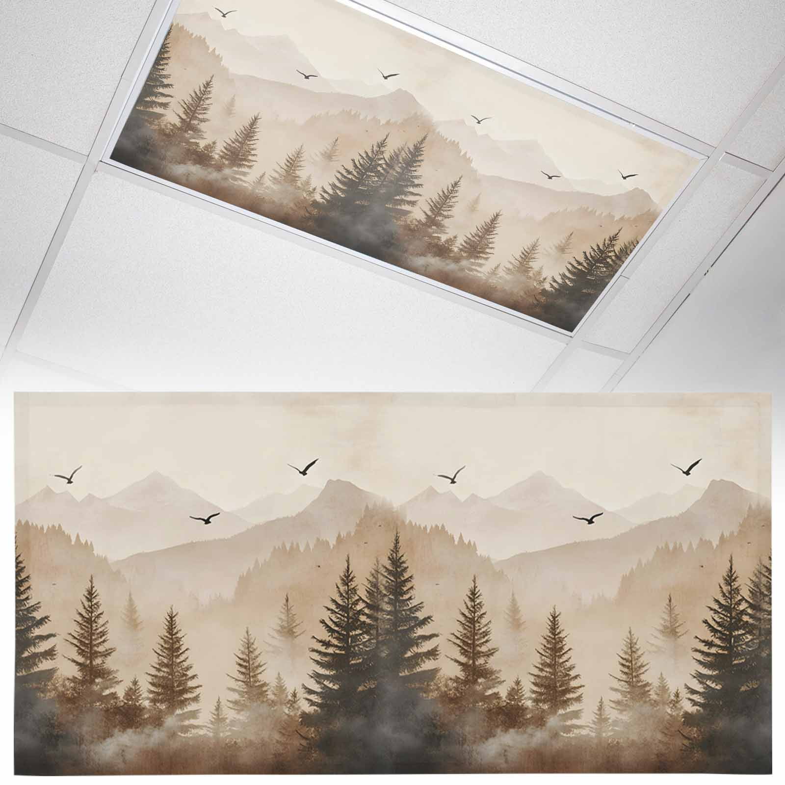 Fall Fluorescent Light Covers for Ceiling Lights Bird Forest Light ...