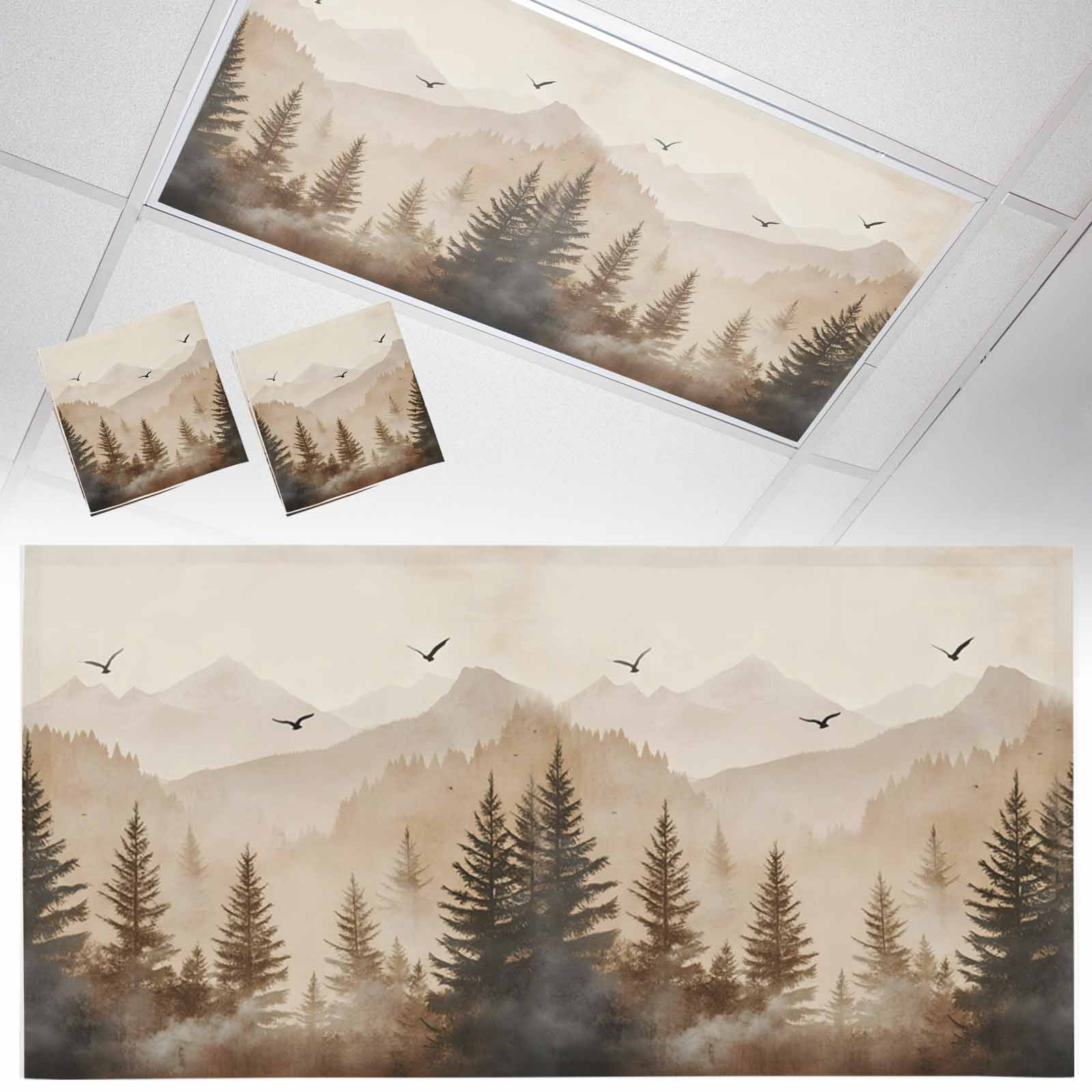 Fall Fluorescent Light Covers for Ceiling Lights Bird Forest Light ...