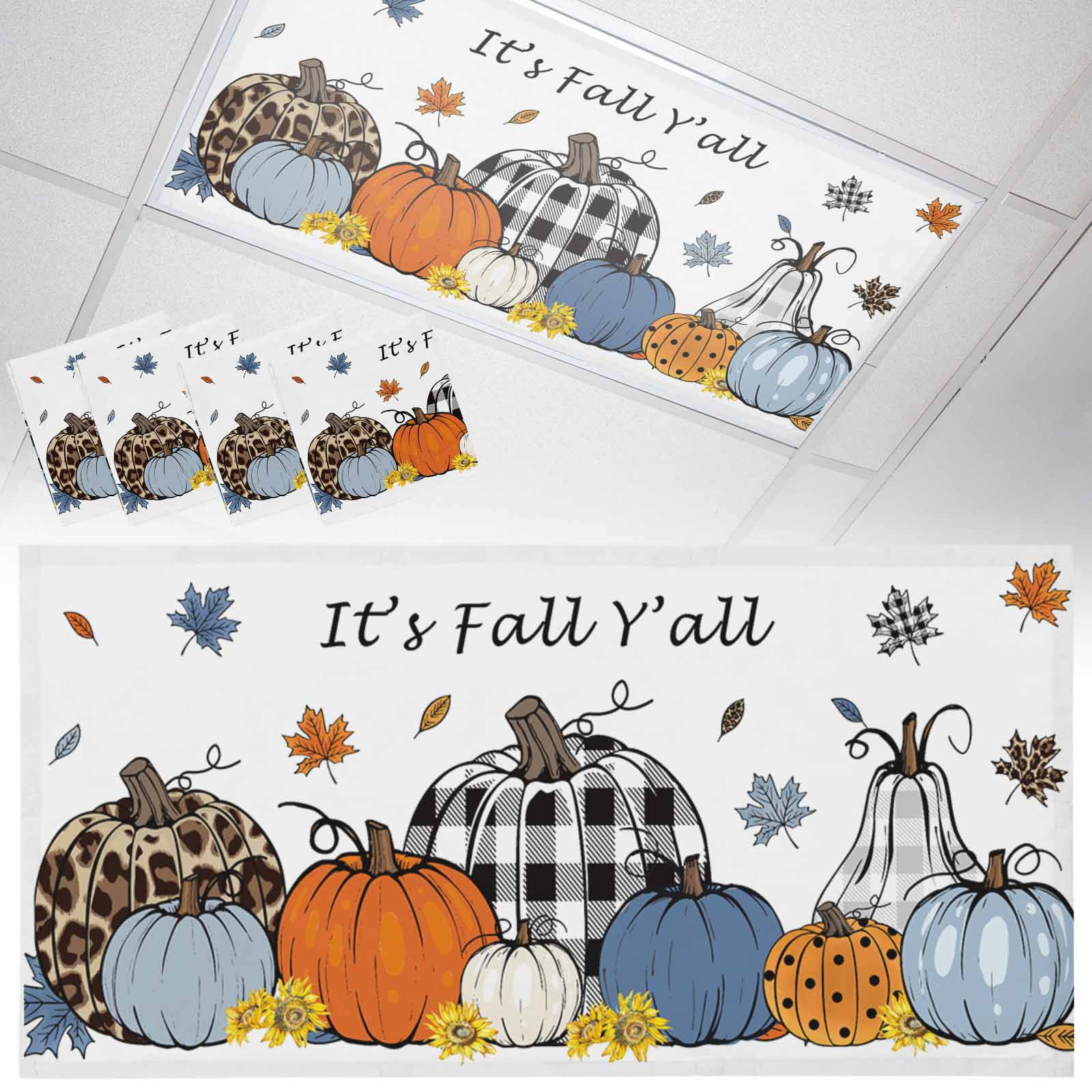 Fall Fluorescent Light Covers for Ceiling Lights Blue Pumpkin Light ...