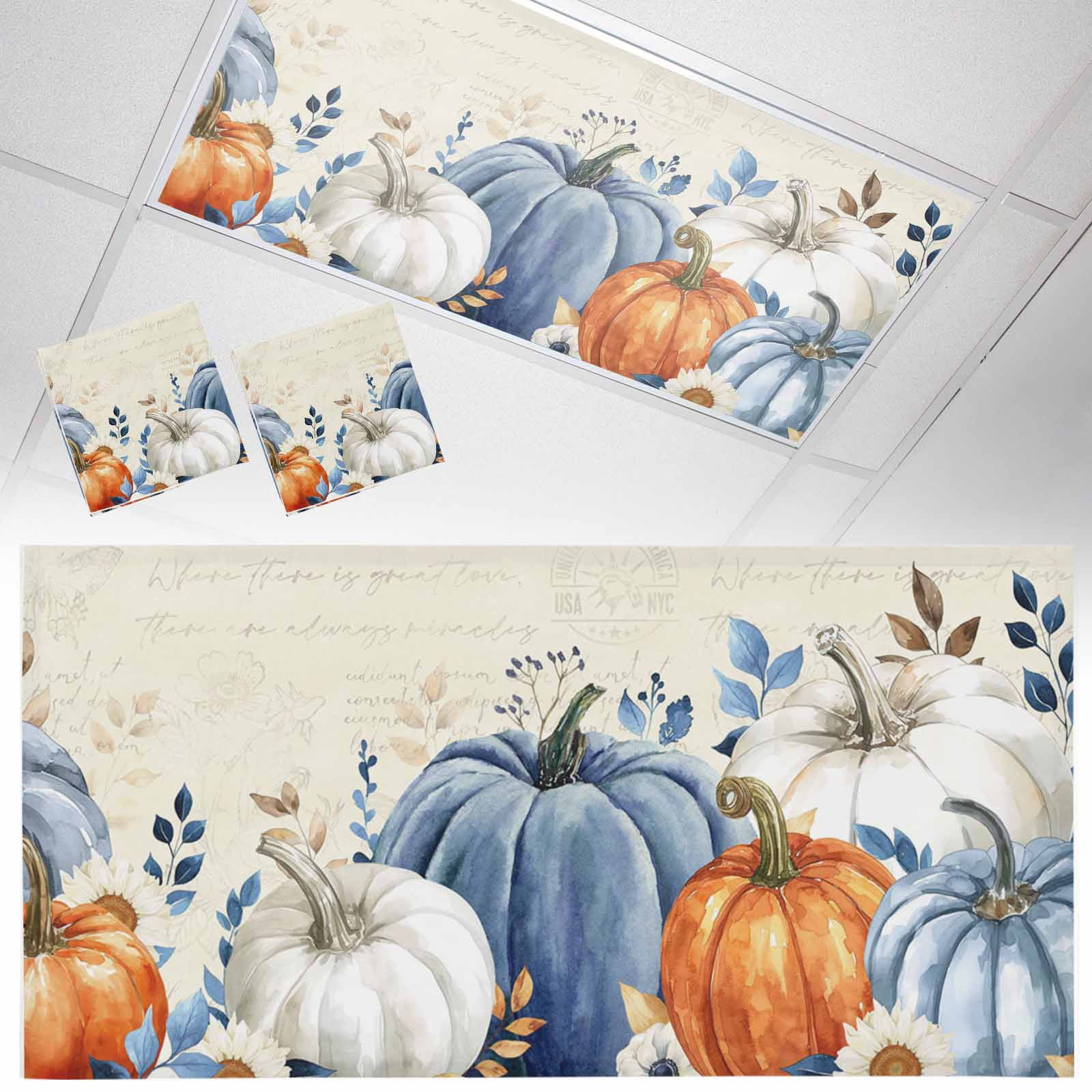 Fall Fluorescent Light Covers for Ceiling Lights Blue White Orange ...