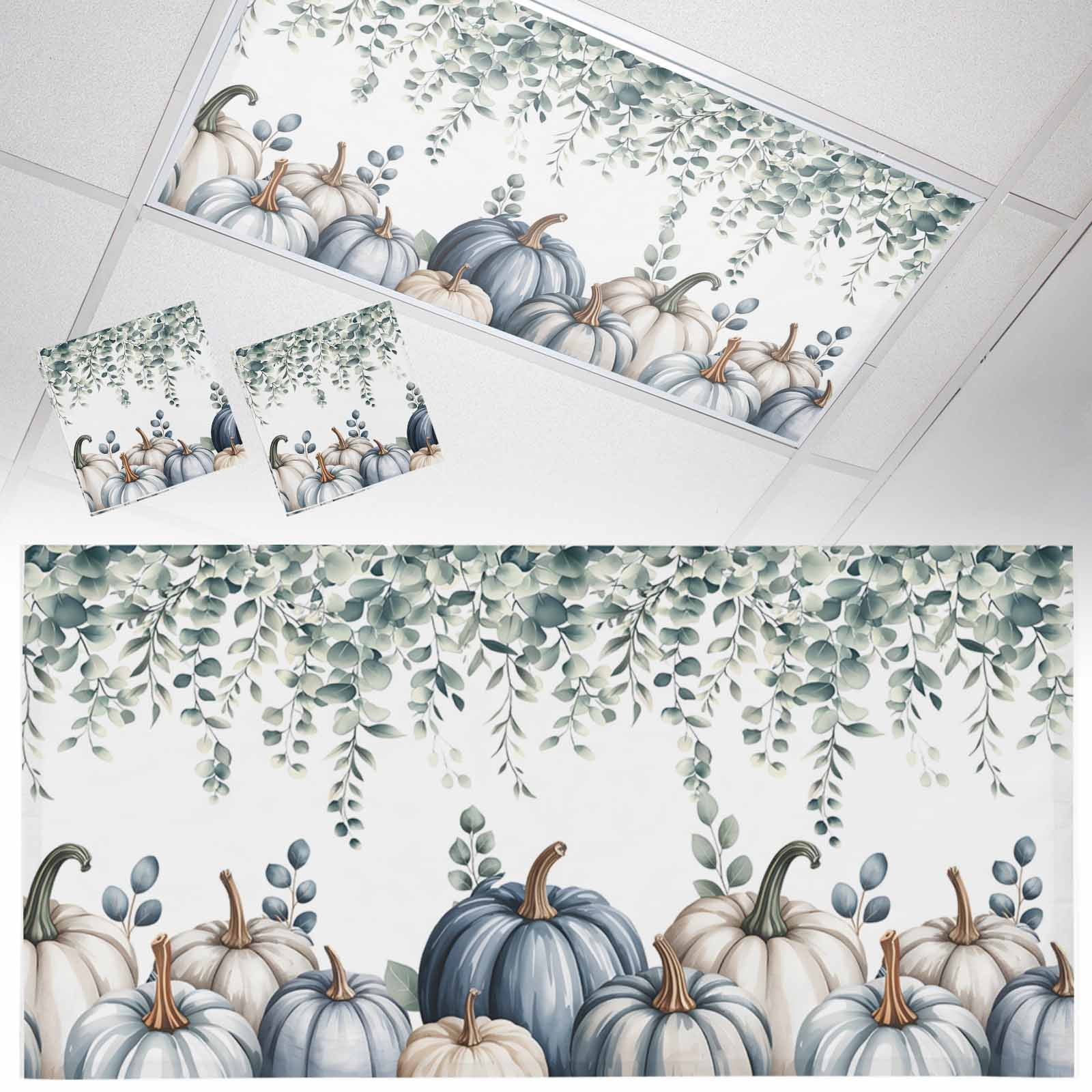 Fall Fluorescent Light Covers for Ceiling Lights Blue White Pumpkin ...