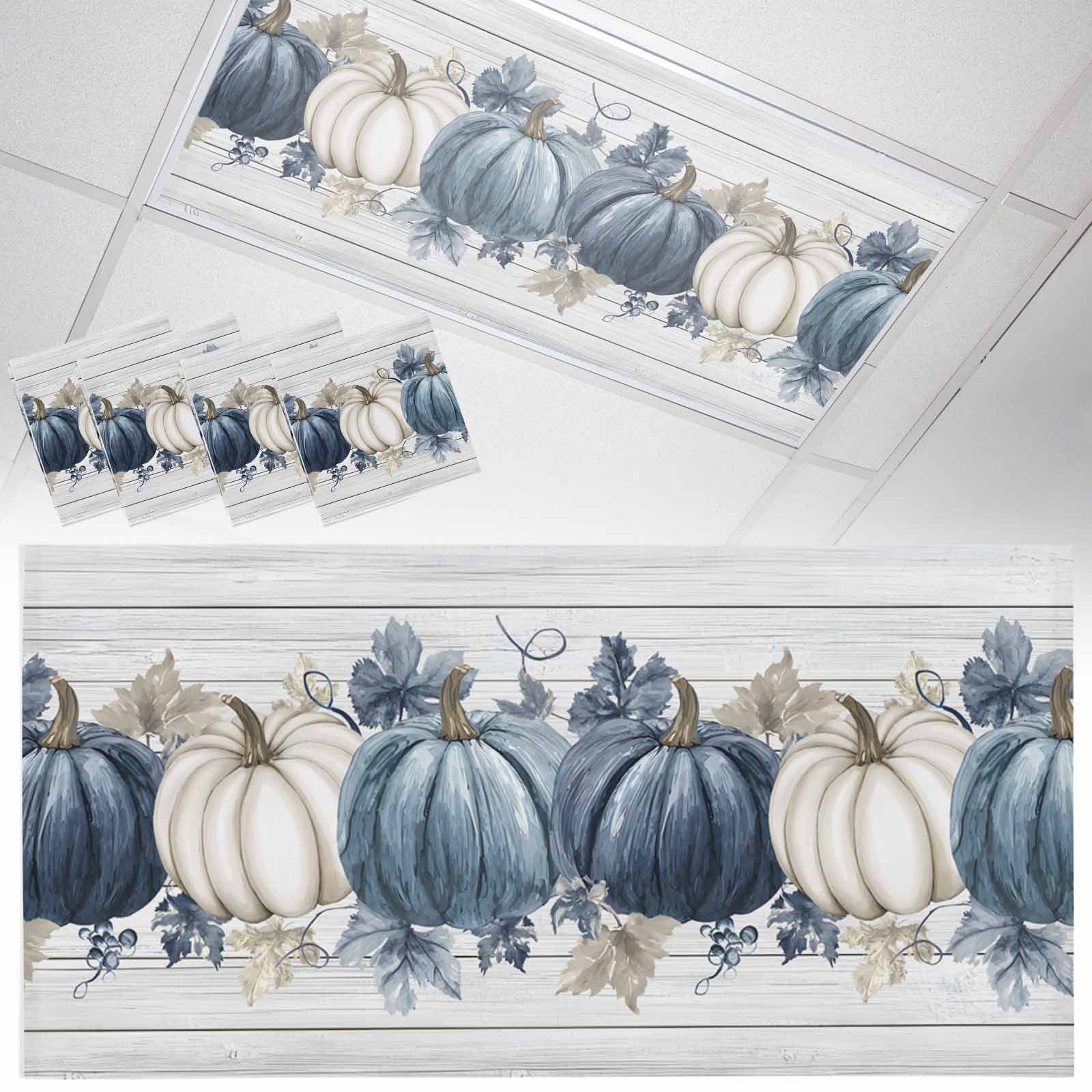 Fall Fluorescent Light Covers for Ceiling Lights Blue White Pumpkin ...