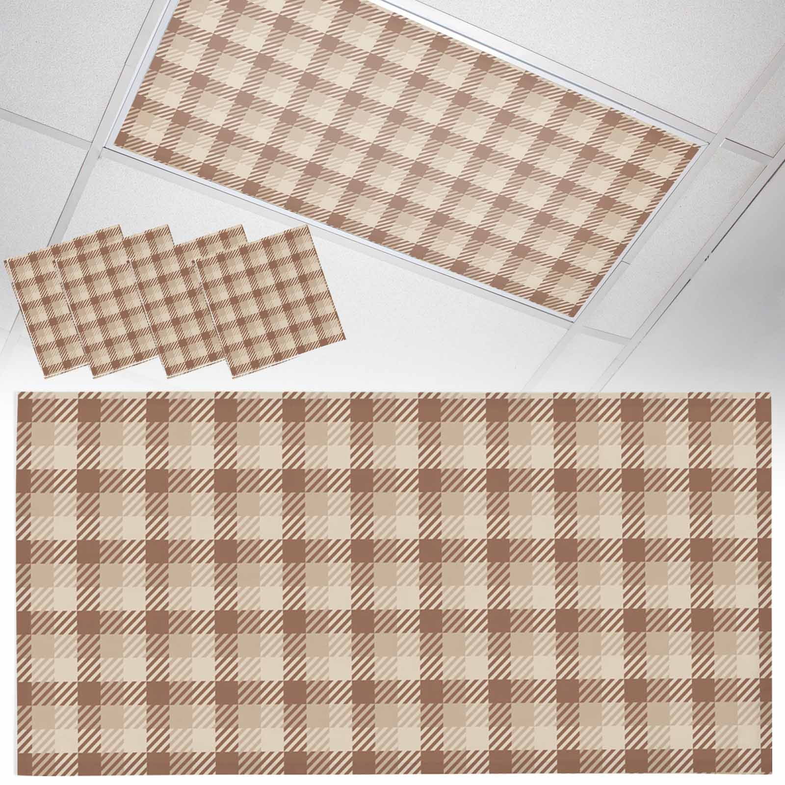 Fall Fluorescent Light Covers for Ceiling Lights Check Plaid Light ...