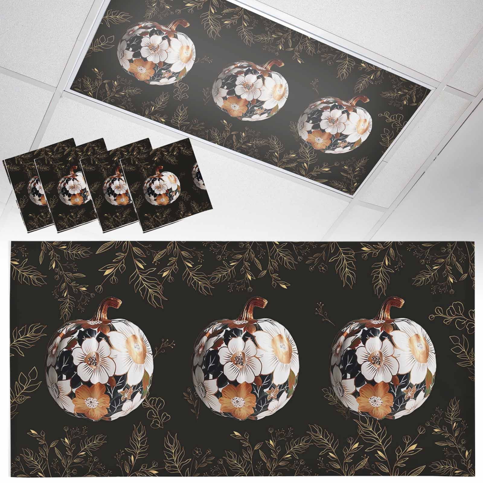 Fall Fluorescent Light Covers for Ceiling Lights Flower Pumpkin Light ...